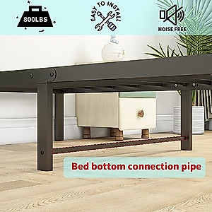 DUMEE Metal Twin Bed Frames 14 Inch High Heavy Duty Metal Platform Bed Frame Twin Size No Box Spring Needed, Under Bed Storage, Enhanced Support Noise Free, Black