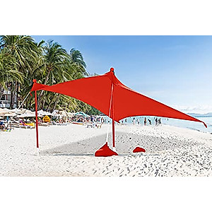 ABCCANOPY Beach Portable Sun Shelter for Beach, Camping Trips (7x7 FT, Red)