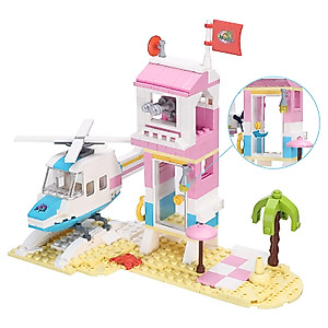 3in1 Girls Boat Cruise Ship Building Sets Friends Beach House Rescue Helicopter Building Kits Summer Holiday Adventures STEM Building Toys Creative Play Set Gift for Kids Aged 6-12, 351 Pieces