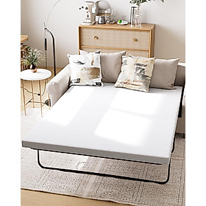 Ferlizer 4" [Queen] Sofa Bed Mattress Replacement, Memory Foam Sofa Mattress Topper with Ultra Soft Cover, CertiPUR-US Certified, Blue