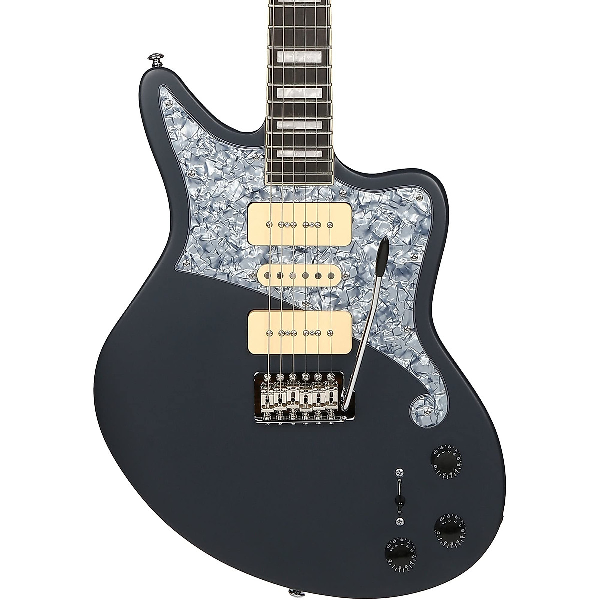 D'Angelico 6 String Solid-Body Electric Guitar, Right, Stone (DAPBEDBWMSTCTR)