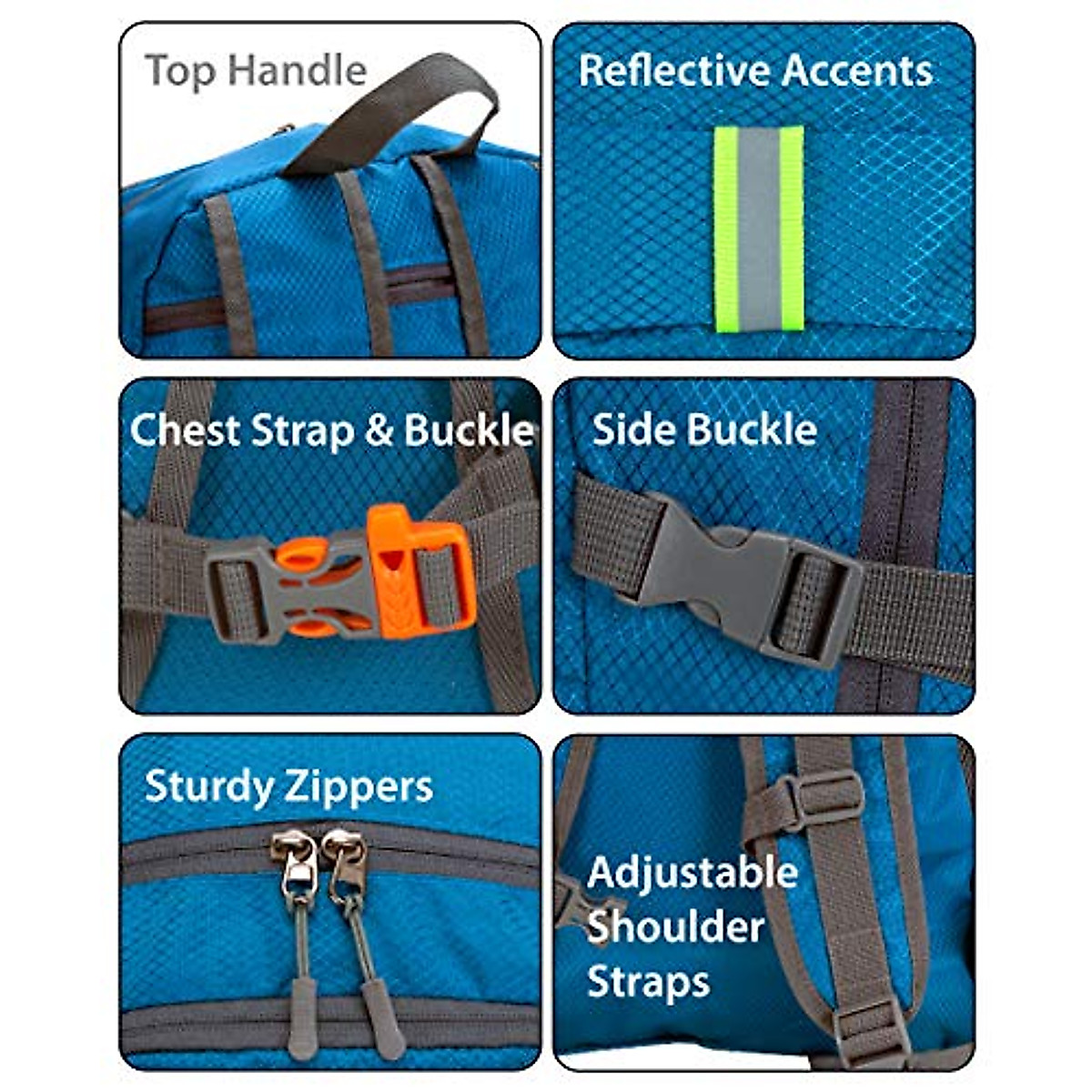 Rockland Packable Stowaway Backpack, Blue, Large