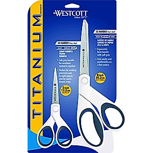 Westcott 8" Bent and 5" Straight Titanium Bonded Craft Scissors, Combo Pack (16378)