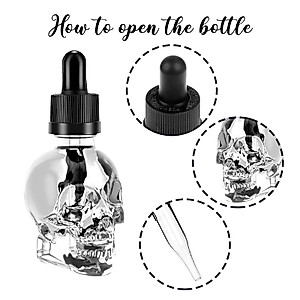 8 Pcs 1oz Skull Glass Dropper Bottles Empty Refillable Bottles Clear Skull Head Glass Bottle Liquid Bottling Dispensing Bottle with Eye Dropper Pipettes for Essential Oil/Beauty Oil Mix Dispenser,30ml