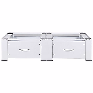 Tidyard Double Washing and Drying Machine Pedestal with 2 Storage Drawers Steel Dryer Cabinet Stand 50 x 21.5 x 12.8 Inches (W x D x H)