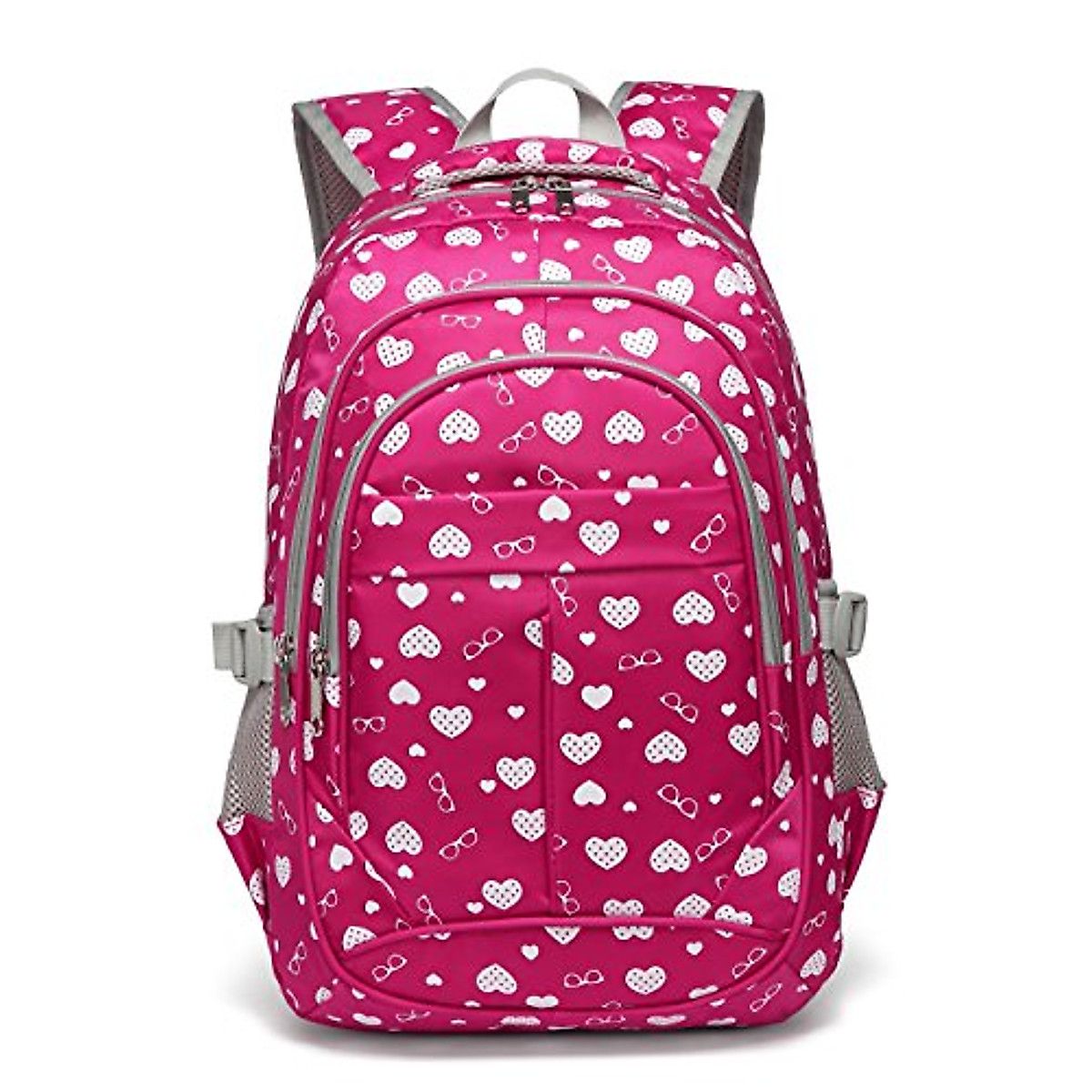 BLUEFAIRY Girls Backpack Kids Elementary School Bags Child Bookbags Waterproof Lightweight Travel Sturdy Durable Gift Mochila Para 5.6.7.8.9.10 Niñas（Rose Red）