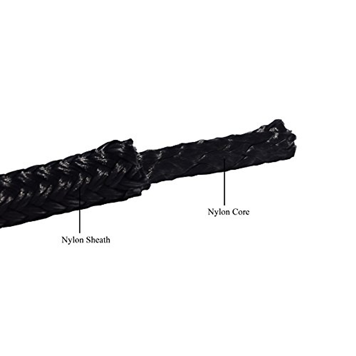 1/2"*20ft Kinetic Recovery Rope,1/2" Energy Rope, Kinetic Rope,Double Braided Nylon Rope (Black)