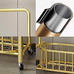 KDFWYDS Metal Coat Rack Stand with Basket Free Standing Garment Rail with 360° Wheels Clothes Rack for Hall, Entryway, Bathroom and Living Room (Color : Gold, Size : 60cm)