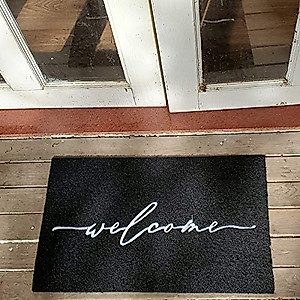 AAZZKANG Welcome Mat Door Mats Outdoor with Non Slip Rubber Backing Durable Front Door Mat Easy to Clean Indoor Doormat for Entrance,High Traffic Areas,Patio Black