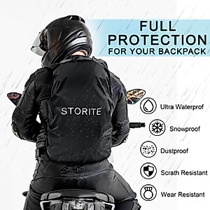 Storite Dust & Rain Cover for Backpack with Pouch, Waterproof Dustproof Bag Adjustable Cover for School, College,Office-2PK
