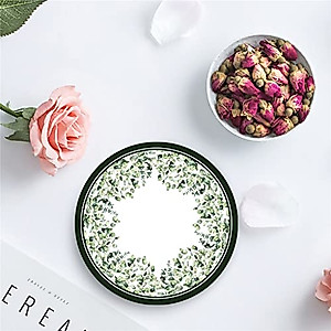 QUANJJ Eucalyptus Leaves Coasters Ceramic Set Round Absorbent Drink Coaster Coffee Tea Cup Placemats Table Mat (Color : D, Size : 8pcs)