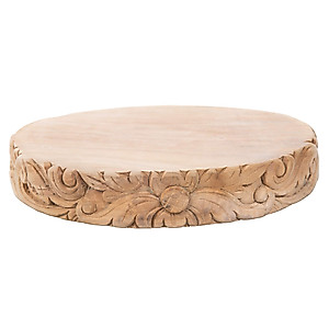 Balian Teak Wood Carved Round Tapas, Meat and Cheese Board or Charger, Natural
