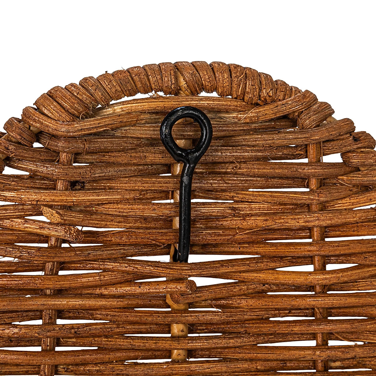 Creative Co-Op Rattan Wicker Wall Shelf with Scalloped Edge and Metal Rod, Natural