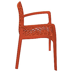 Green Boheme Gruvyer Indoor Outdoor Armchairs 4 Chairs, Orange, Patio, Dining, Pool, Garden, Stacking, Never Rusts, Italian