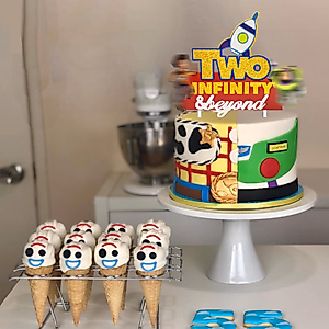 Two Infinity and Beyond Cake Topper Toy Cake Toppers 2nd Birthday for Boy Girl Two Infinity and Beyond Birthday Decorations Story Party Supplies