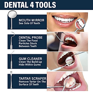 Tooth Repair Kit,4Pcs Dental Tools,1Pcs 30ml Dental Repair Denture Repair Beads,Tooth Repair Granules Tools Set for Temporary Fixing Filling Missing Broken Tooth Moldable Fake Teeth(5Pack)