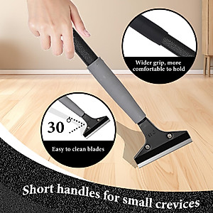 Floor Scraper Long Handle, Heavy duty floor scraper tool 16-63" made of stainless steel stronger with 5PCS extra 4Inch razor blade scraper tool is oil stains rust removal wallpaper cleaning tools.