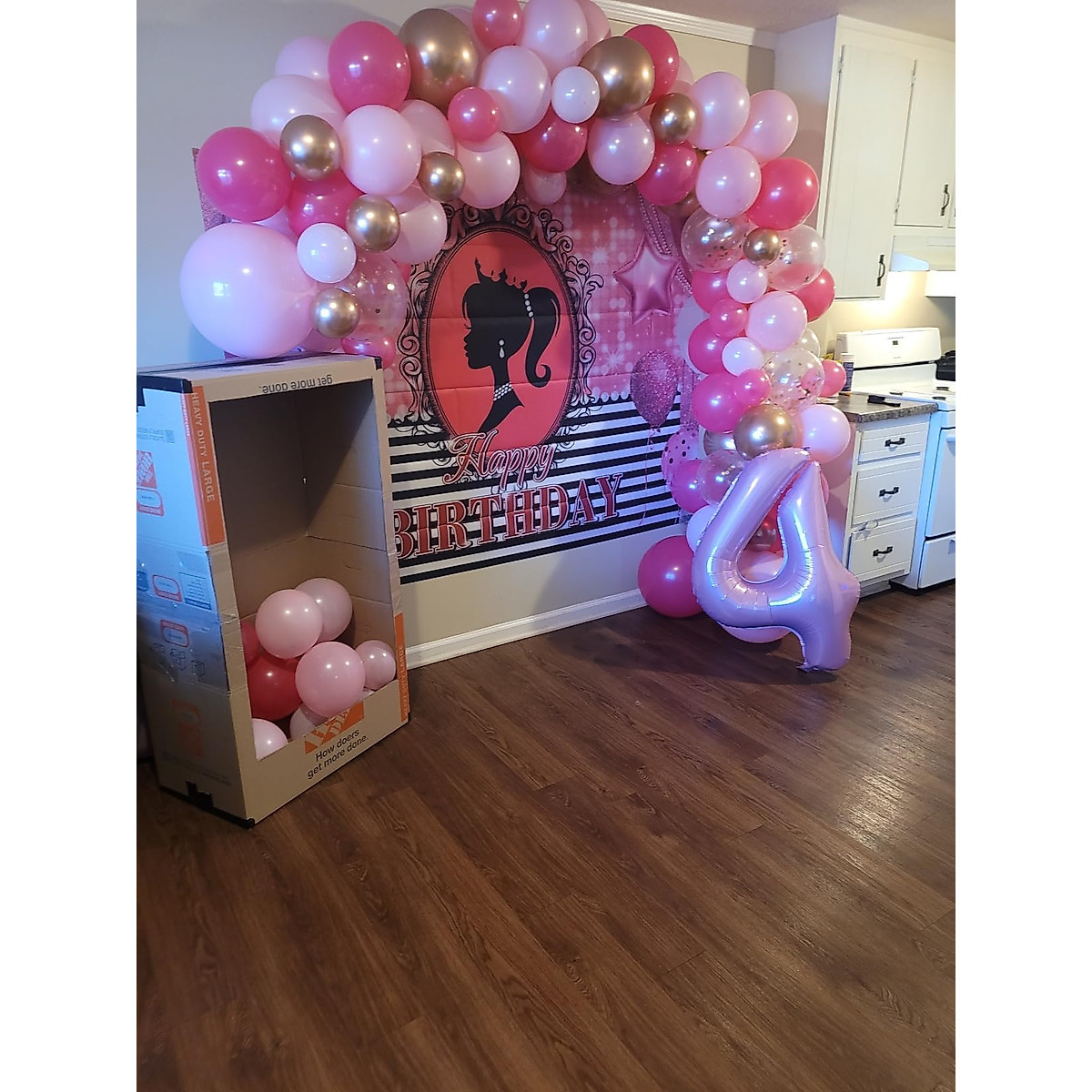 Princess Birthday Backdrop 7x5FT Pink Princess Theme Photography Backdrop for Girls Birthday Party Decorations Photo Props for Girl Party Favor (84x60 inch)