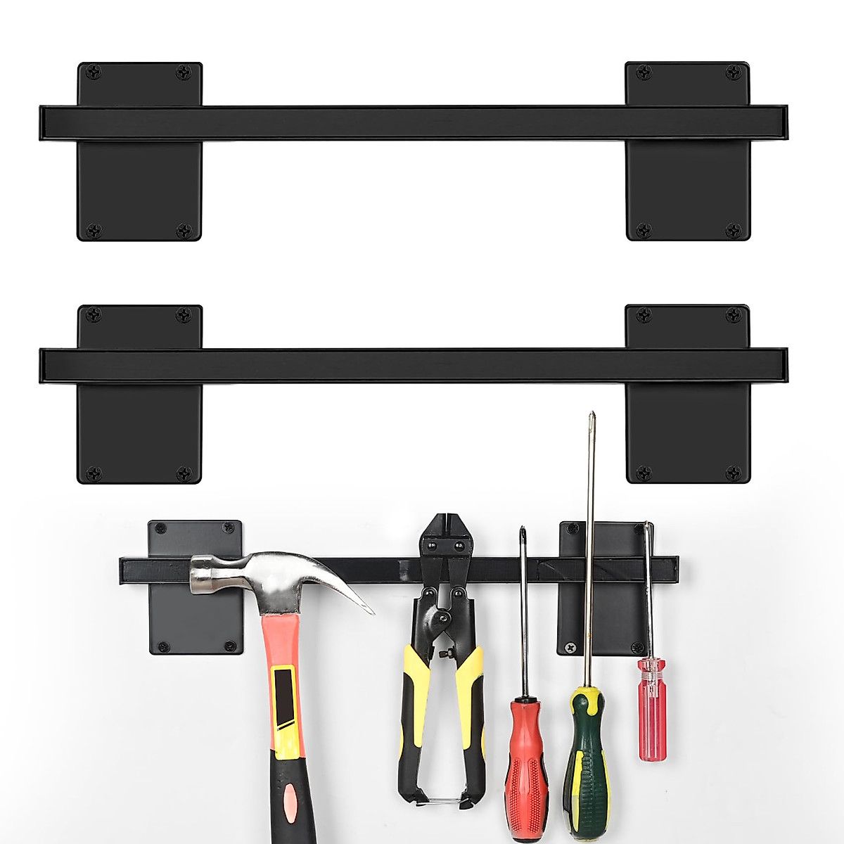 PYBTOOL Heavy Duty Magnetic Tool Holder Strip, Magnetic Knife Strips, Screwdriver Organizer, Garage Tool Storage Rack, Magnetic Tool Organizer Bar for Workspace, Garage, Kitchen(16Inch, 2 Pack)