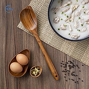FAAY Teak Wooden Utensils, Healthy Spoon and Spatula Handcraft from High Moist-Resistance Teakwood for Non Stick Cookware (Corner Spoon - Right Hand)