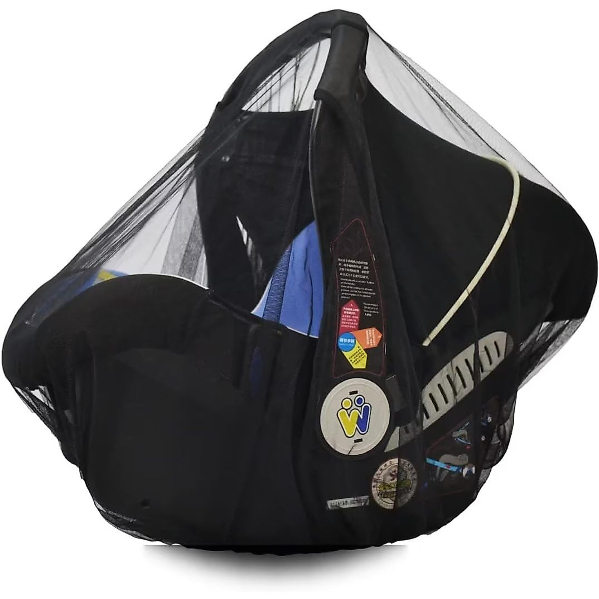 Stroller Netting Mosquito for Baby, Sewn in Pouch, Toddler Mosquito Net for Stroller with Storage Bag, Infant car seat mesh net, Black