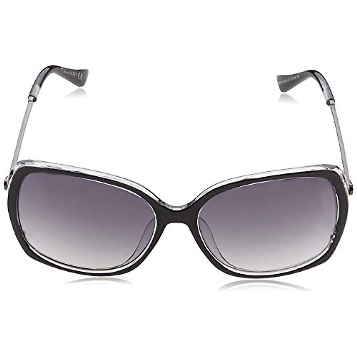 TAHARI Women's Th724 Oval UV Protective Rhinestone Metal Temple Women s Sunglasses Wear Year Round Elegant Gifts for Wo, Black, 60 mm US