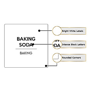 144 Pantry Labels for Food Storage Containers, Waterproof Printed on Vinyl Labels, Household Stickers + Numbers, Minimalist Kitchen, Water Resistant, Organization for Jars and Canisters