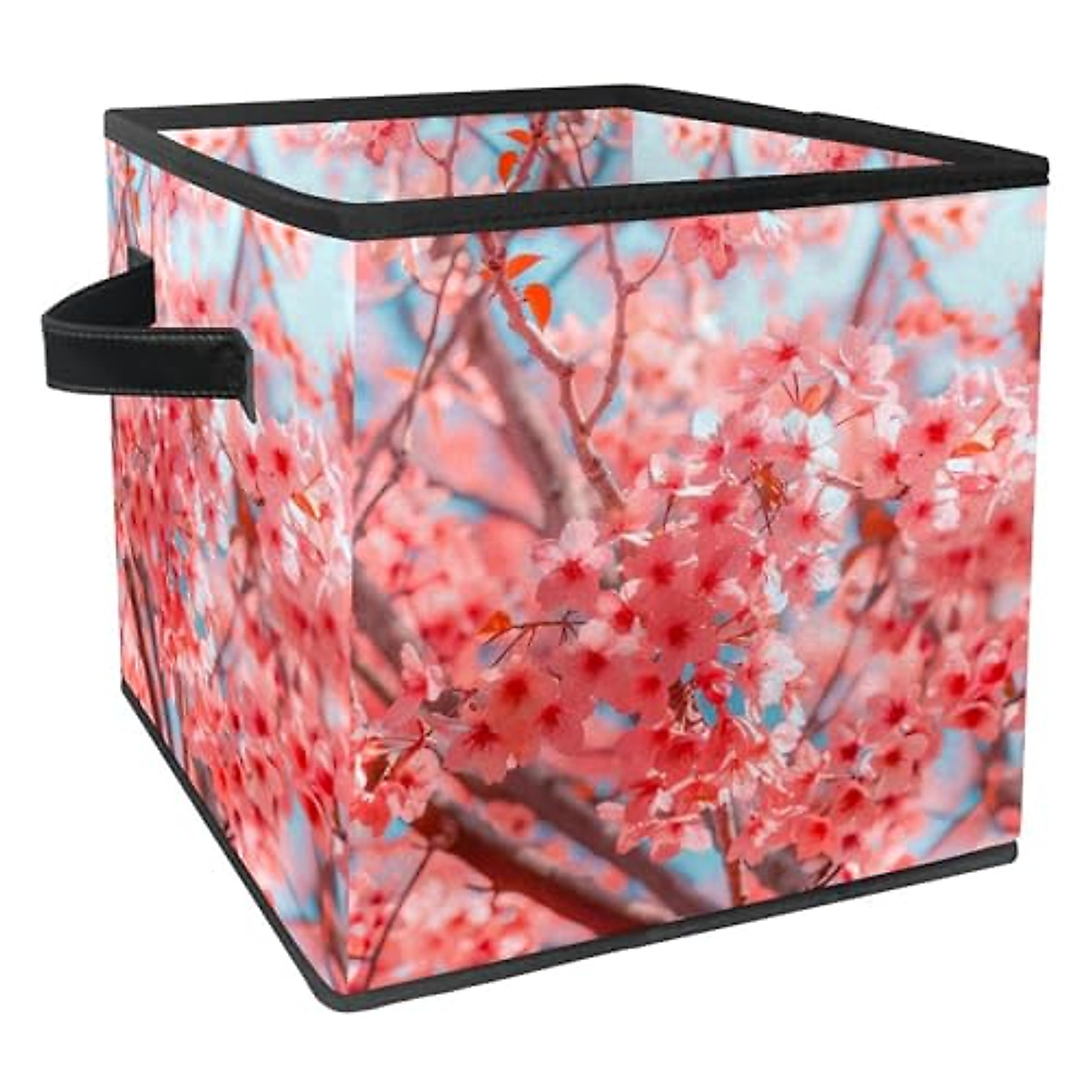 KQNZT Storage Cubes, Storage Baskets for Organizing, Fabric Storage Cubes Closet Organizer for Home, Cherry Blossom Pink Sakura Flower Spring, Foldable Storage Cubes