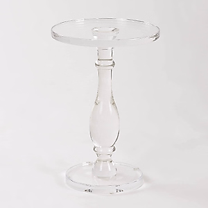 LIKENOW Acrylic End Table,Acrylic Side Table,Modern Nightstand with Clear Small Round Top and Solid Post for Living Room,Bedroom and Lobby 13.5x13.5x19.5 High inches