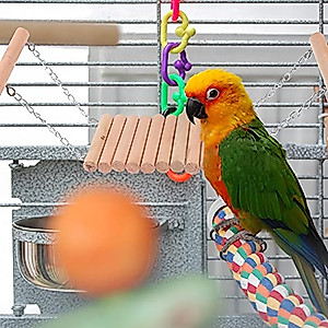 PATKAW Parakeet Toys Parakeet Toys Parrot Toys of 2 Bird Swing Toys Parrot Swing Toys Bird Perch Stand Bird Chewing Toys Wooden Parrot Chewing Parakeet Toys Parrot Toys Parrot Toys