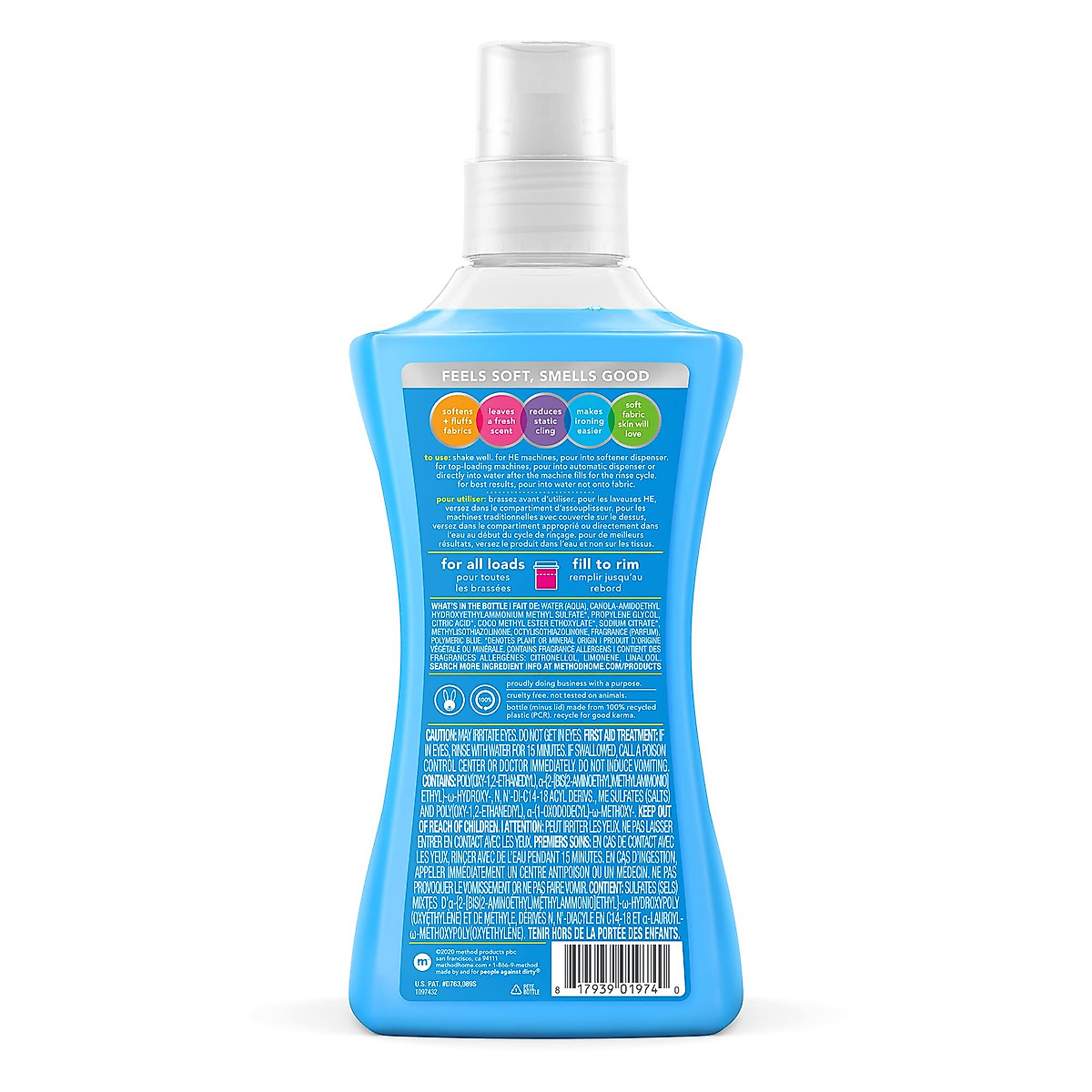 Method Fabric Softener, Fresh Air, 45 loads, Reduces Static Cling, 53.5 Ounces (Pack of 1)