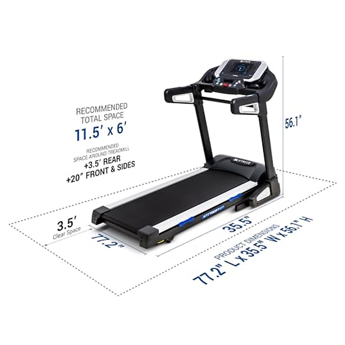 XTERRA Fitness TRX5500 Premium Performance Series Folding Treadmill, Large XTRASoft Cushioned Running Deck, LCD Display, Handlebar Speed and Incline Controls, Variety of Programs, FTMS Bluetooth