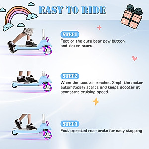 Electric Scooter for Kids Gobazaar, LED Light-up Wheels, 3 Height Adjustable, C-Shaped Handle, Lean-to Steer Design, 3 Wheel Scooter for Kids 2-10Y, Best Children's Gifts