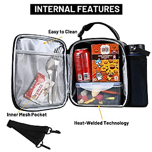 MIER Expandable Lunch Bag Insulated Lunch Box for Men to Work Travel Portable Lunchbox Bags with Shoulder Strap and Water Bottle Holder, Grey