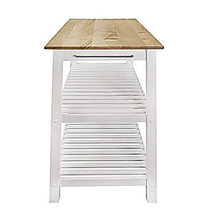 Casual Home Solid Hardwood Top, Natural/White, 40" W (373-91) Kitchen Island, Natural&White