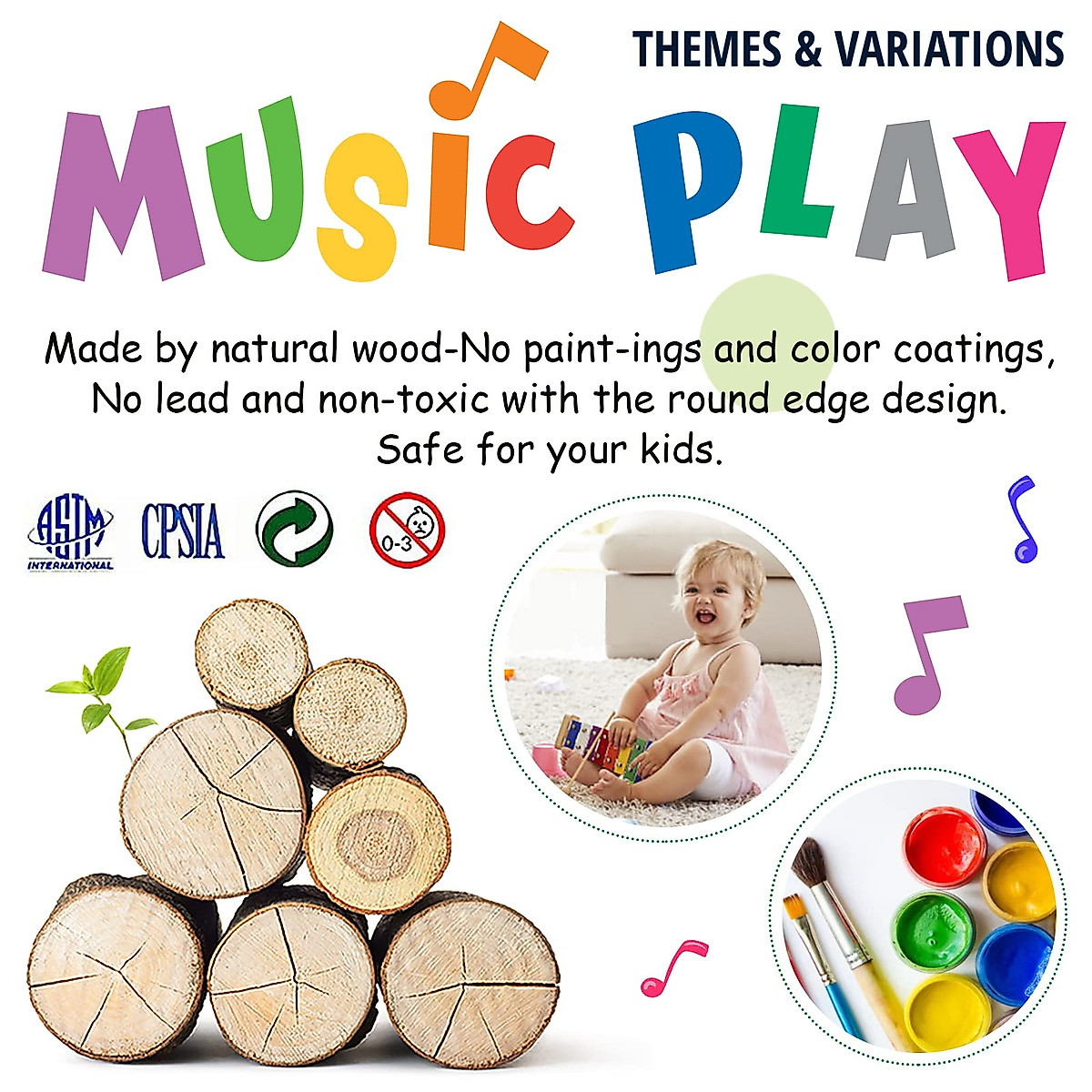LOOIKOOS Kids Musical Instruments for Toddlers,Baby Musical Toys for Toddlers,Wooden Percussion Instruments Toys Tambourine Xylophone for Kids