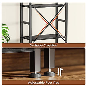 SUPERJARE Triple 5 Tier Bookshelf, Bookcase with 14 Open Display Shelves, Ladder Bookshelf, Wide Book Shelf Book Case with Steel Frame, Wood Board, for Home & Office, Dark Brown