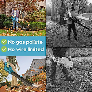 Cordless Leaf Blower Battery Powered 21V 4000mAh, 320 CFM 180 MPH Brushless Axial Electric Blower W/Battery and Charger, Turbo Fan 6 Variable Speed Leaf Blower for Lawn Care Patio Driveway Snow Dust