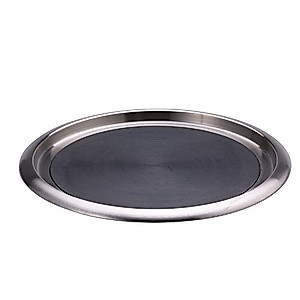 Service Ideas TR1614SR Tray with Top and Bottom Built in Non-Slip Rubber Inserts, 14" Round, Dishwasher Safe, Stainless Steel