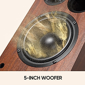 Saiyin Bluetooth Bookshelf Speakers for Record Player, Powered Studio Monitor Speaker with 5.2 Inch Woofer, Horn Tweeter and Optical RCA Inputs, Subwoofer Line Out for Turnable.