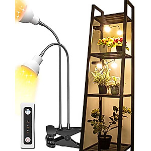 APLANT Grow Lights, Dual Head Plant Light for Indoor Plants, 360° Adjustable Gooseneck Plant Light with 6/10/12H Timer, Full Spectrum Clip-on Grow Lamp for Herb Garden/Succulents Growth
