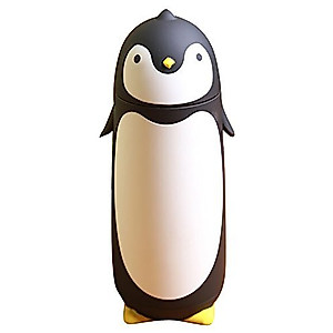 ChezMax Penguin Cartoon Water Bottle for Kids Water Glass 10.0oz Black