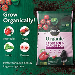 Miracle-Gro Organic Raised Bed & Garden Soil with Quick Release Natural Fertilizer, Peat Free, 1 cu. ft.