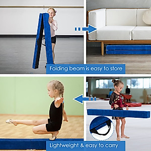 Giantex 7FT Folding Floor Balance Beam for Girls, Boys, Toddlers, Teens Sports Gymnastics Skill Performance Training Easy Storage (Blue)