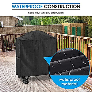 Unicook Grill Cover for Weber Q 100/1000 Q 200/2000 Grills with Q Portable Cart, Compared to Weber 7113, Heavy Duty Waterproof Full Length Portable Grill Cover, Fade and UV Resistant Material, Black