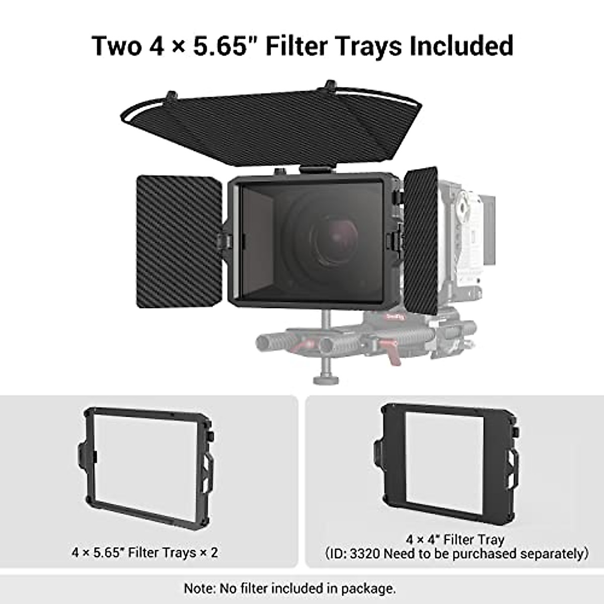 SMALLRIG Mini Matte Box Pro for Mirrorless DSLR Cameras, Come with 4 x 5.65 Filter Trays and 67mm/72mm/77mm/82mm-95mm Adapter Ring - 3680