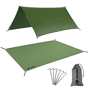 Tent Footprint, AYAMAYA PU 3000 Waterproof Tent Ground Cloth 13FT x 9FT Extra Large Size for 6-8 Person Family Camping Tents Ground Sheet Mat with 6 Tent Stakes for Camping Hiking Picnic Backpacking