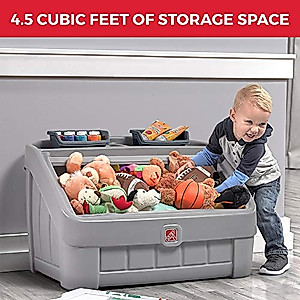 Step2 2-in-1 Toy Box & Art Lid | Plastic Toy & Art Storage Container, Grey