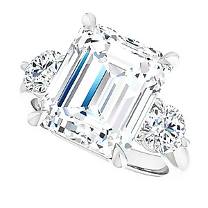 JEWELERYIUM 5 CT Emerald Cut Colorless Moissanite Engagement Ring, Wedding/Bridal Ring Set, Solitaire Halo Style, Solid Sterling Silver Vintage Antique Anniversary Bridal Ring Gifts for Her (5.5)