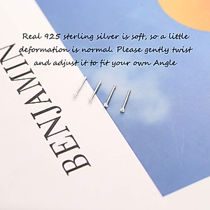 Sllaiss 4Pcs Sterling Silver Nose Rings Studs for Women Men Inlaid 1.5mm 2mm Austrian CZ Silver 20G Cartilage Piercing 925 Nose Piercing (1.5)